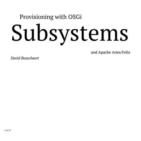 Provisioning With Osgi Subsystems And Repository Using Apache Aries And