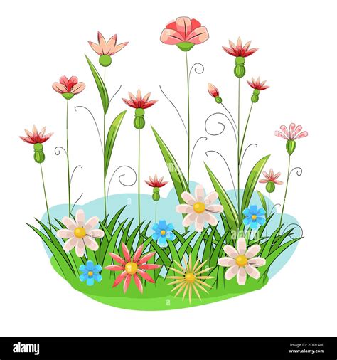 Animated Grass With Flowers