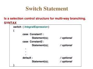 PPT Switch Statement In C PowerPoint Presentation Free Download ID