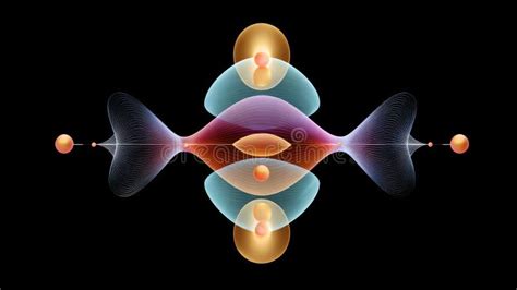 Symmetrical Atomic Energy Field With Glowing Orbiting Wave Patterns