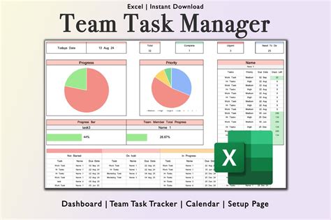 Team Task Tracker Spreadsheet Excel To Do List Planner Manager Spreadsheet Task List Excel