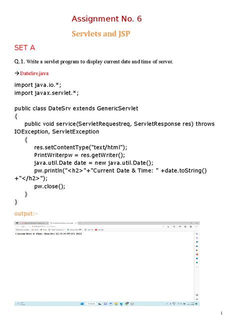 Servlet And Jsp Java Servlet And Jsp Assignment No Servlets And Jsp Set A Q Write A