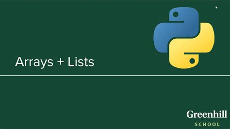 python lesson 4 arrays lists youtube