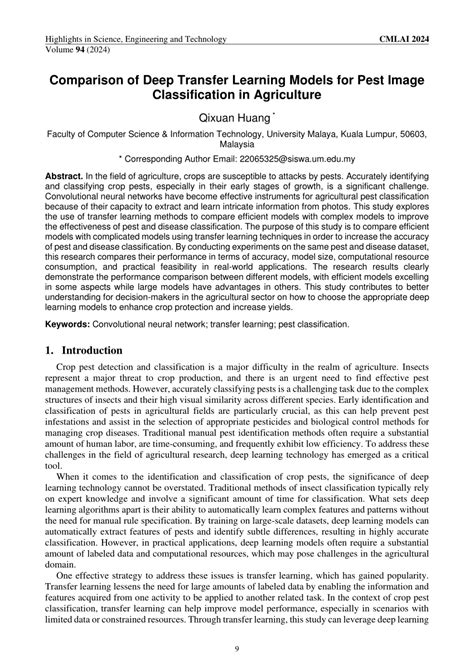 Pdf Comparison Of Deep Transfer Learning Models For Pest Image Classification In Agriculture