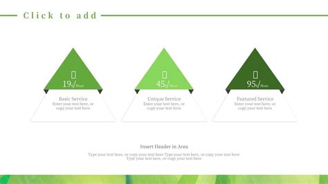 Group Of Three Green Triangle Shape Diagrams Google Slide Theme And Powerpoint Template Slidedocs