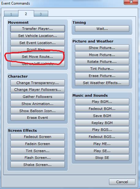 problems with the set move route rpg maker forums