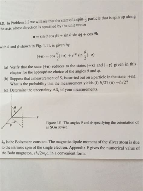 solved problem 3 2 we will see that the state of a spin 1 2