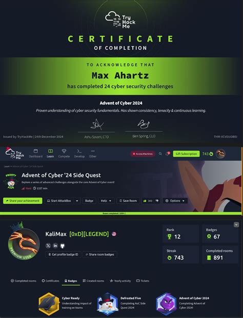 max a on linkedin tryhackme adventofcyber2024 cybersecurity