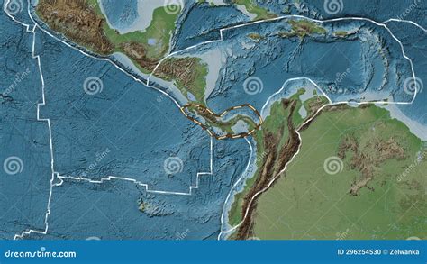 Panama Plate Dashed Fahey Topografic Stock Illustration