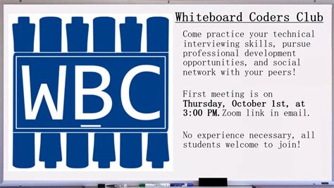 Whiteboard Coders Club First Meeting Department Of Computer Science
