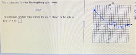 solved find a quadratic function f having the graph shown