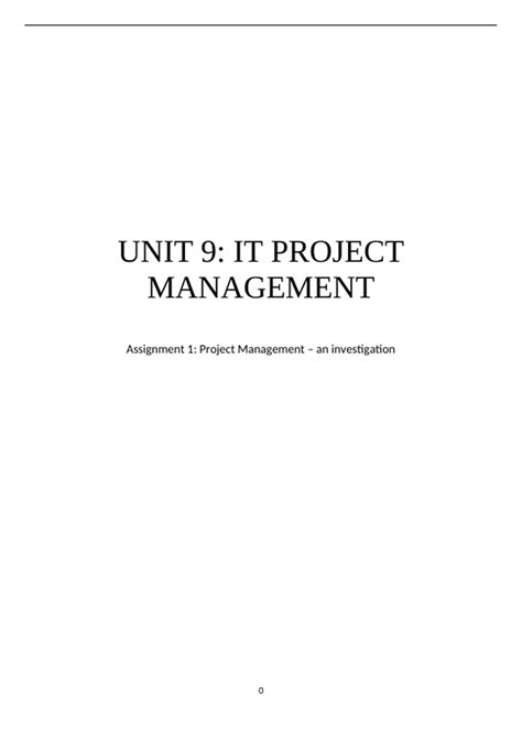 Btec It Unit 9 Learning Aim A Assignment 1 Distinction Unit 9 It Project Management
