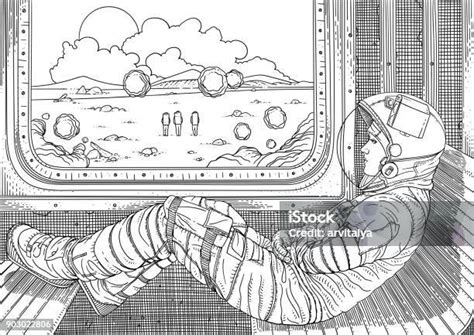 기차에 소녀입니다 철도로 여행 하는 화성에 우주 비행사와 벡터 일러스트 레이 션 우주 비행사에 대한 스톡 벡터 아트 및 기타