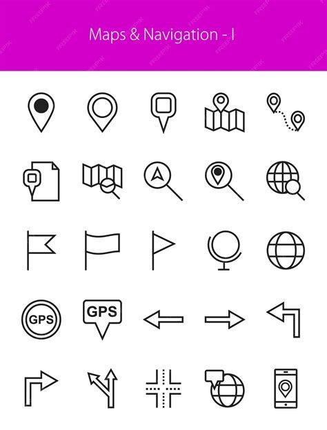 Premium Vector Set Maps And Navigation Line Icons