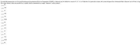 Solved In Serial Data Transmission Via Universal