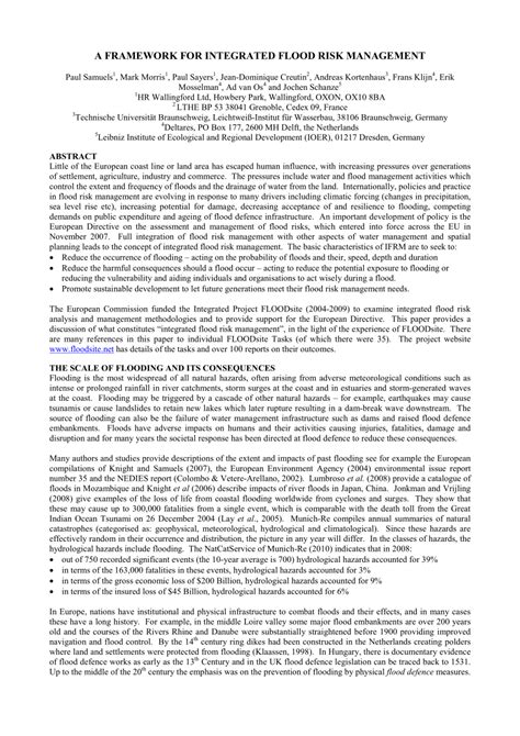 PDF A Framework For Integrated Flood Risk Management