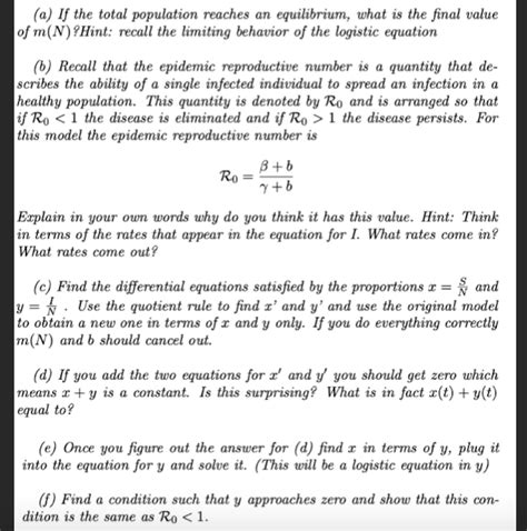 Solved Exercise 4 The Following Sis Epidemic Model Includes
