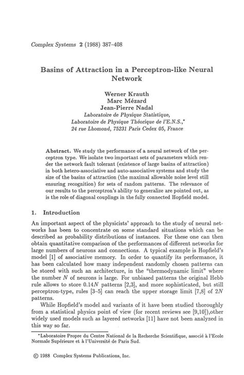 Pdf Basins Of Attraction In A Perceptron Like Neural Network