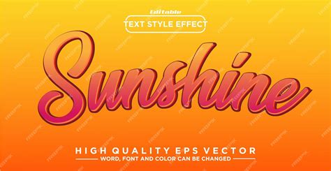 Premium Vector Sunshine Text Style Effect Editable Premium Vector Sunshine Text Style Effect Editable