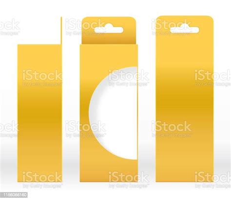 매달려 상자 골드 창 모양 포장 템플릿 빈 잘라 럭셔리 빈 상자 황금 노란색 템플릿 디자인 제품 패키지 선물 상자 노란색 골드