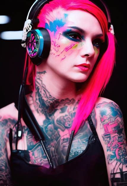 Premium Ai Image Realistic Portrait Of A Fictional Punk Girl With