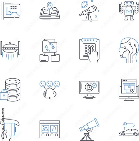 Cybercrime Prevention Line Icons Collection Encryption Firewall