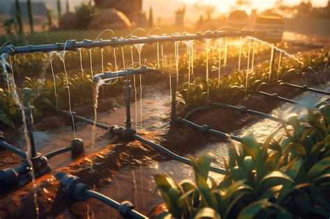 Premium Ai Image Conserving Water And Improving Crop Health With