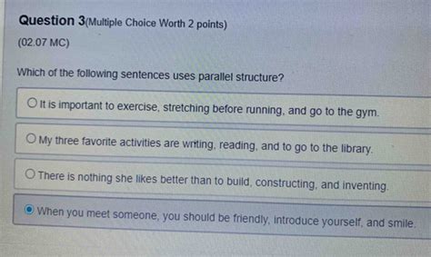 Solved Question Multiple Choice Worth Points MC Which Of The Following Sentences