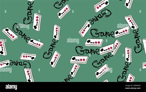 Texture Seamless Pattern From An Old Vintage Retro Hipster Antique Joystick Controller For Video