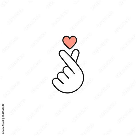 Vetor De Korean Finger Heart I Love You Hangul Logo Vector Illustration