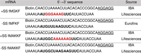 MRNA Sequences Used In This Study Download Scientific Diagram