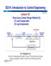 Lecture Root Locus Control Design Method Pdf SE Introduction To Control