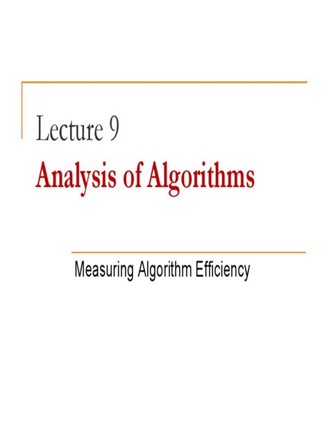L9 - Analysis of Algorithms PDF | PDF | Time Complexity | Computational ...