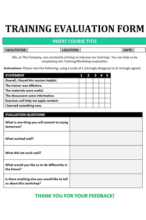 Training Evaluation Form Template Hr Training Feedback Etsy