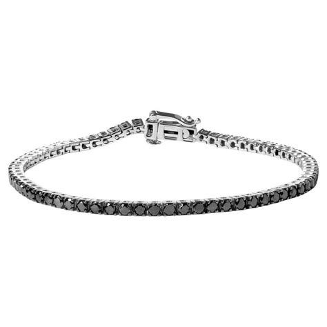 Sterling Silver 40 Carat Color Treated Black Diamond Classic Tennis