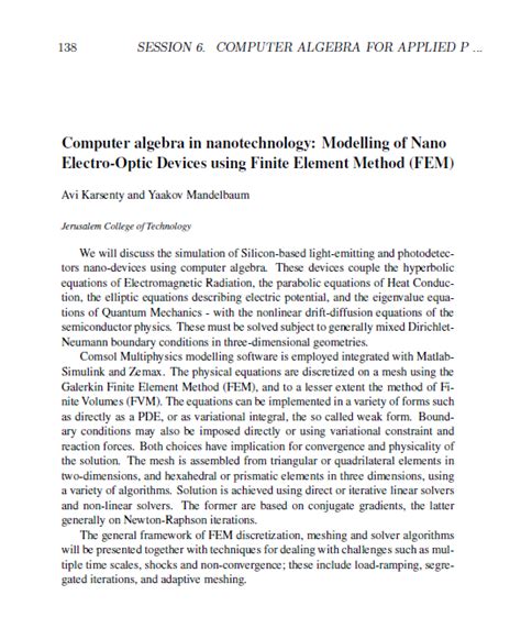 Pdf Modelling Of Nano Electro Optic Devices Using Finite Element Method Fem