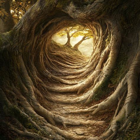 Archway Made Of Wood Featuring An Intricate Root Design Stock Image