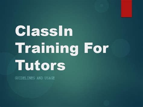 Classin Training For Tutorslastes Versionpdf Pdfcoffeecom