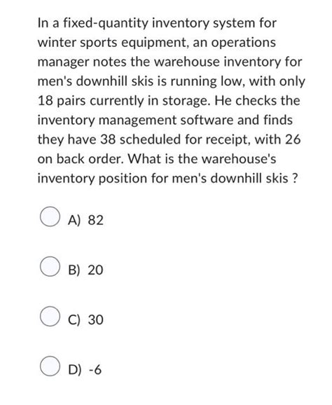solved in a fixed quantity inventory system for winter