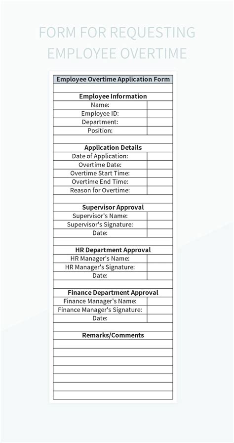 Form For Requesting Employee Overtime Excel Template And Google Sheets File For Free Download