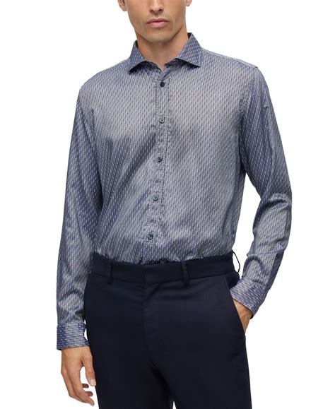 hugo boss boss by men s structured regular fit dress shirt in navy