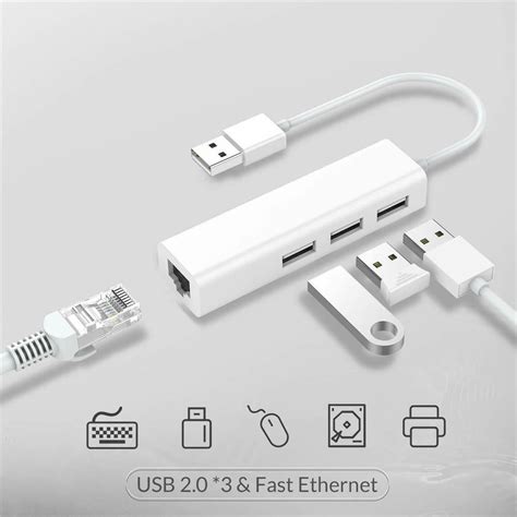 Adaptateur Usb Vers Ethernet 3 Ports Hub Rj 45 La Grandado
