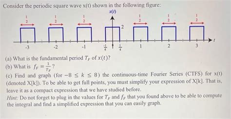 Solved Consider The Periodic Square Wave X T Shown In The