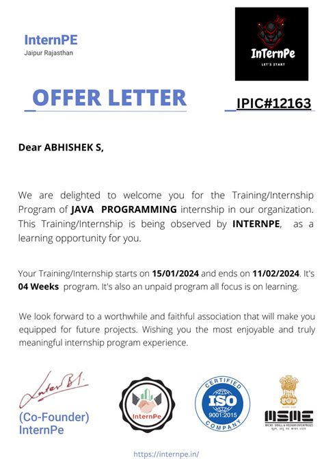 starting my java programming internship at internpe abhishek s