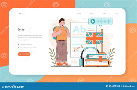 English Class Web Banner Or Landing Page Study Foreign Languages Stock