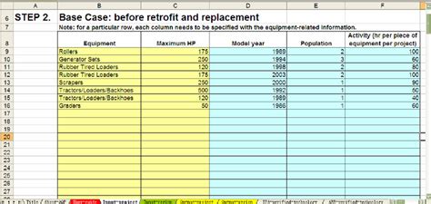 Example Screen Shot Of Spreadsheet Tool Input Worksheet For Base Case Download Scientific