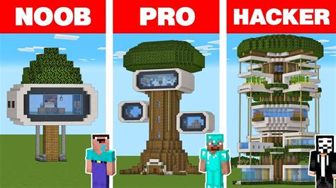 Minecraft NOOB Vs PRO Vs HACKER MODERN TREE HOUSE BUILD CHALLENGE Animation YouTube