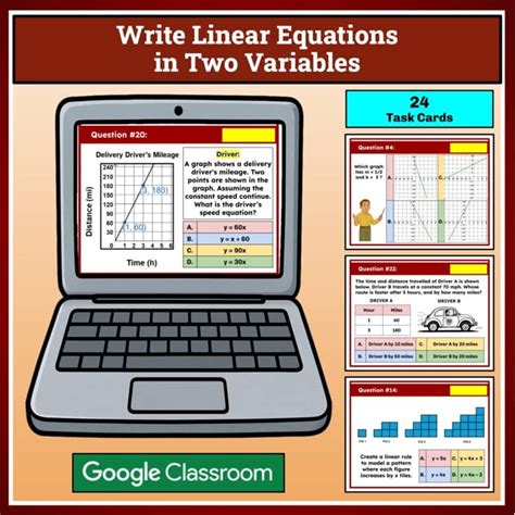 TEKS Algebra 1 Task Card Write Linear Equations In Two Variables