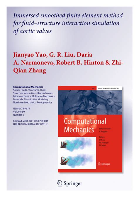 Pdf Immersed Smoothed Finite Element Method For Fluid Structure Interaction Simulation Of