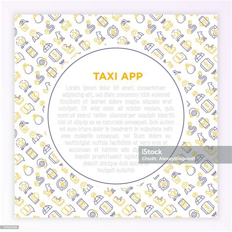 얇은 라인 아이콘 택시 응용 프로그램 개념 지불 방법 프로모션 코드 응용 프로그램 설정 정보 지원 서비스 전화 번호 위치 포인터 경로 공항 전송 아기 좌석 벡터 그림입니다